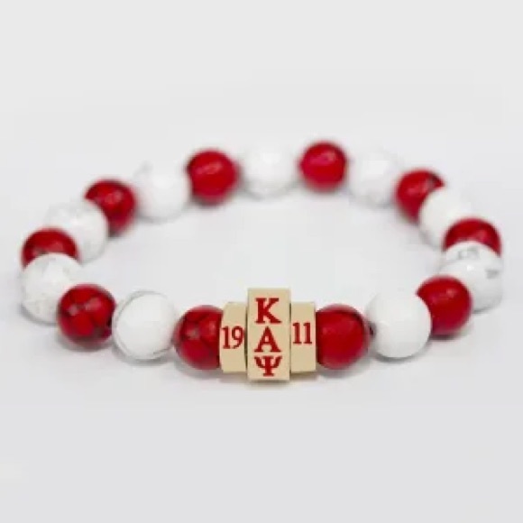 Accessories | Kappa Alpha Psi Natural Stone Bead Bracelet Red And White ...